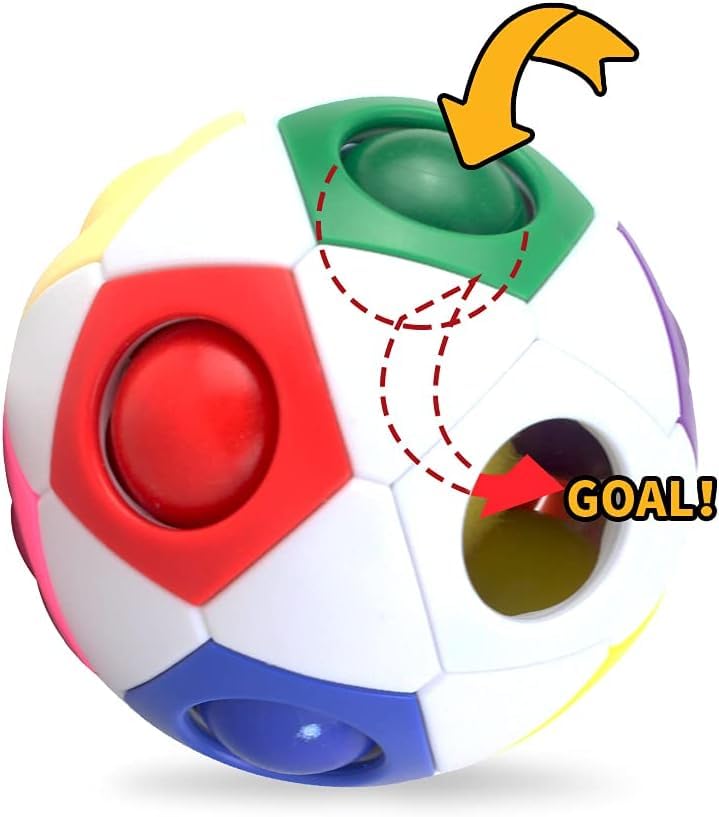 Roxenda Speed Cube Set, Speed Cube Bundle of 2x2 3x3 Pyramid Cube and Magic Rainbow Ball Smoothly Magic Cubes Collection for Kids Teens & Adults [4 Pack] (Stickerless)