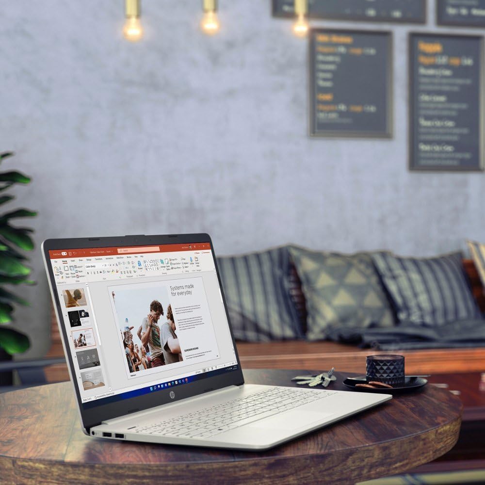 HP 2023 15.6-inch HD Micro-Edge Laptop, AMD Ryzen 3-5300U Processor, 12GB RAM, 256GB SSD Storage, Windows 11 Home, Long-Lasting Battery, Fast Charge, 720p Webcam, Natural Silver