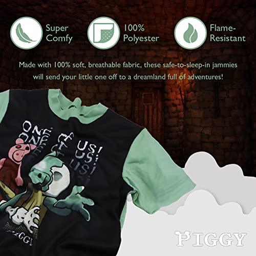 Piggy Boys' Big 2-Piece Loose-fit Pajama Set, Soft & Cute for Kids, ONE of US, 6