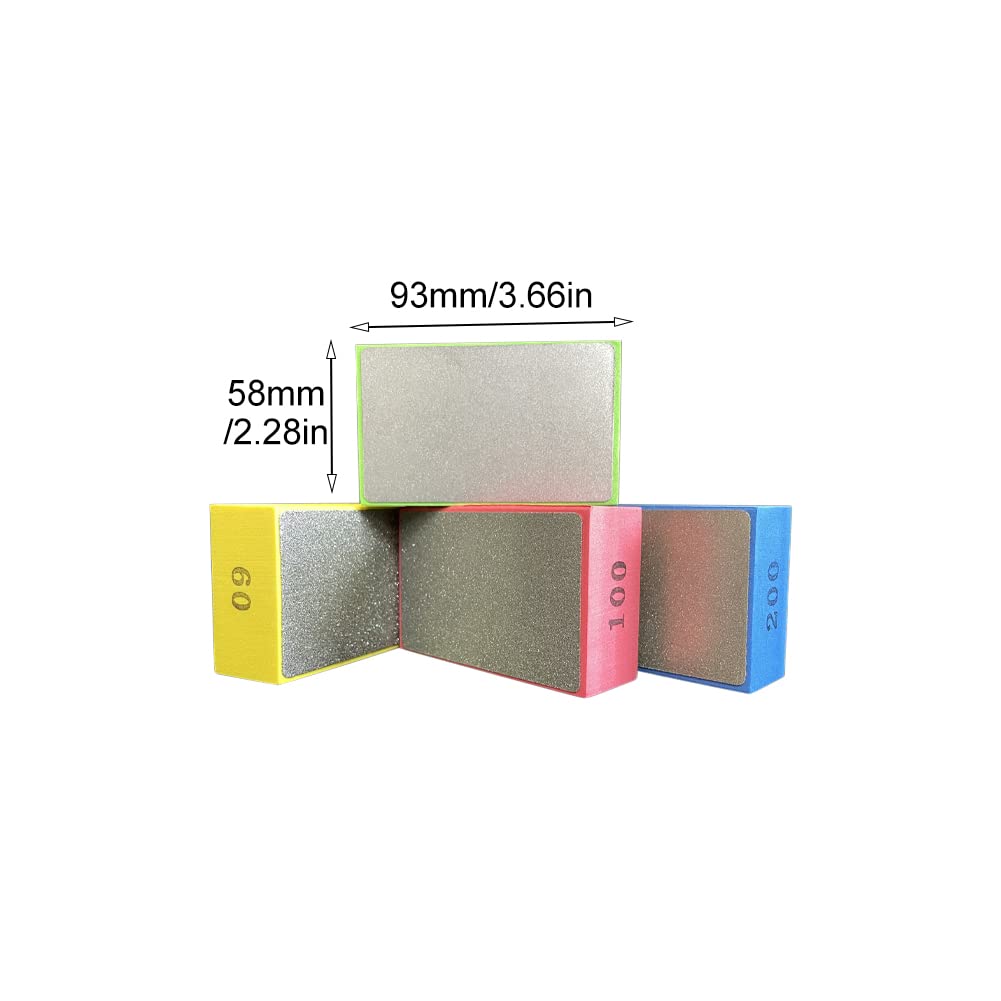 4pcs Diamond Hand Polishing Pads Diamond Sanding Block Glass Grinding Pads for Sanding Concrete Glass Stone Granite Marble 60#,100#,200#,400#