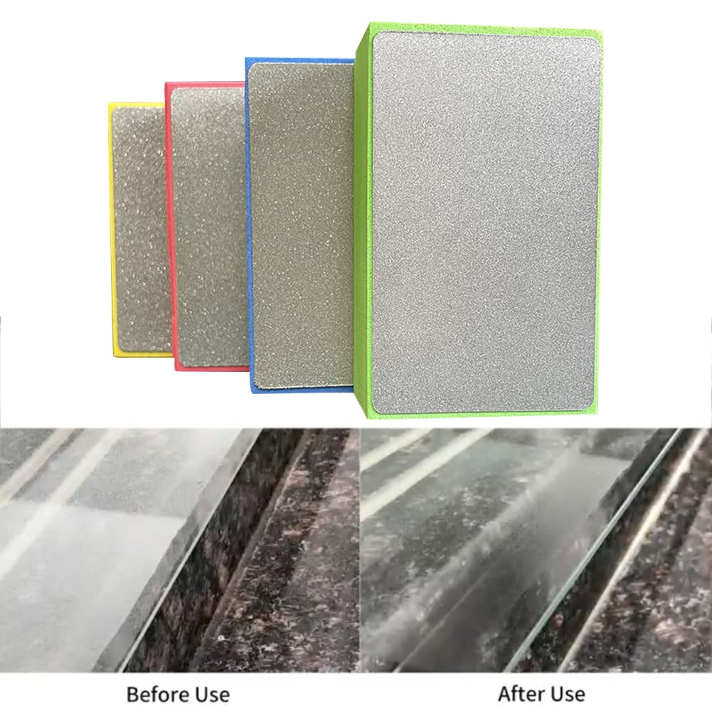 4pcs Diamond Hand Polishing Pads Diamond Sanding Block Glass Grinding Pads for Sanding Concrete Glass Stone Granite Marble 60#,100#,200#,400#