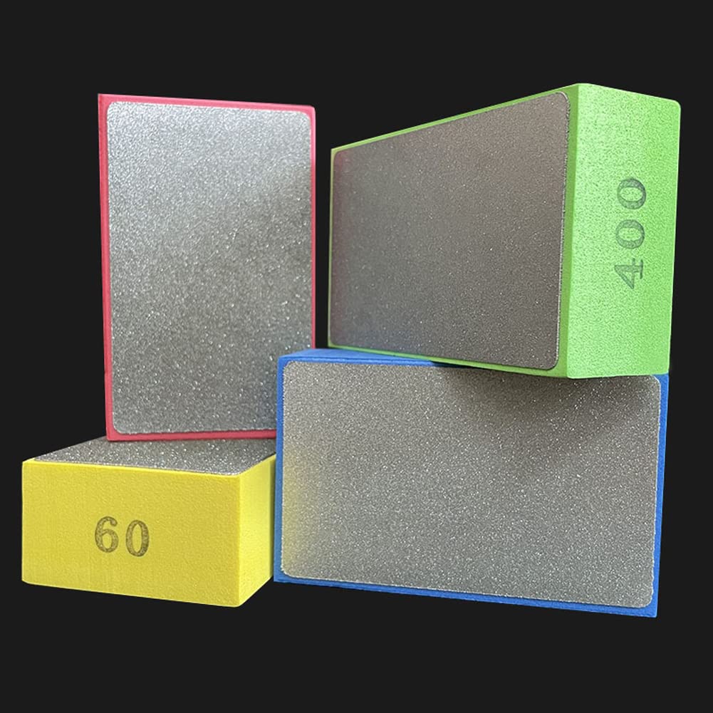 4pcs Diamond Hand Polishing Pads Diamond Sanding Block Glass Grinding Pads for Sanding Concrete Glass Stone Granite Marble 60#,100#,200#,400#