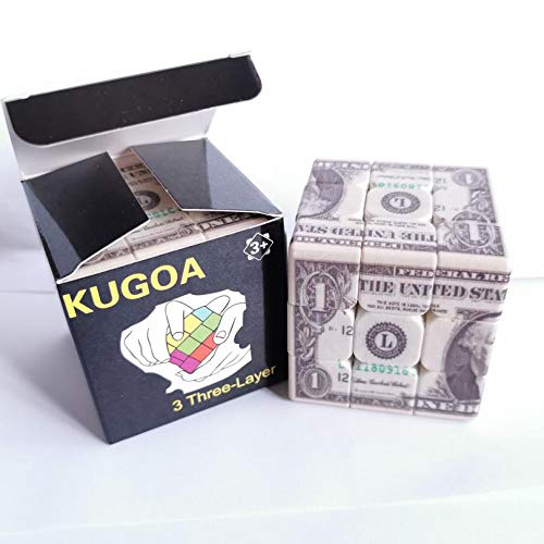 Speed Cube 3x3 One-Dollar Notes/Bill Back Pattern Magic Cube Puzzle,IQ Games Puzzles Relief Effect Kids Adult Toys,5.6cm/2.2"