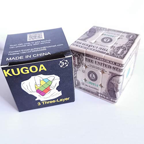Speed Cube 3x3 One-Dollar Notes/Bill Back Pattern Magic Cube Puzzle,IQ Games Puzzles Relief Effect Kids Adult Toys,5.6cm/2.2"