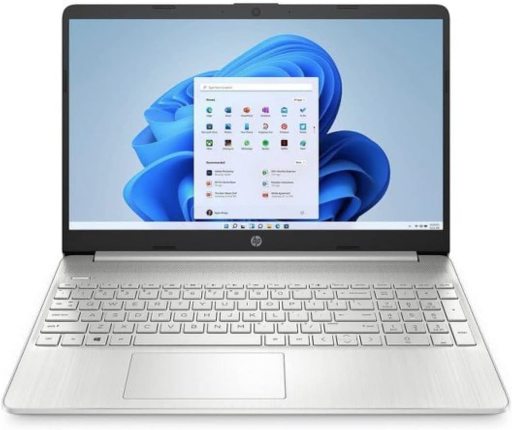 HP 15-ef2040tg 15.6 Inch Full HD Anti-glare IPS Laptop AMD Ryzen 5 8GB DDR4 RAM 512GB SSD Radeon Graphics Webcam Backlit Keyboard for Desk Work, Windows 11 Home in S Mode, Natural Silver (Renewed)