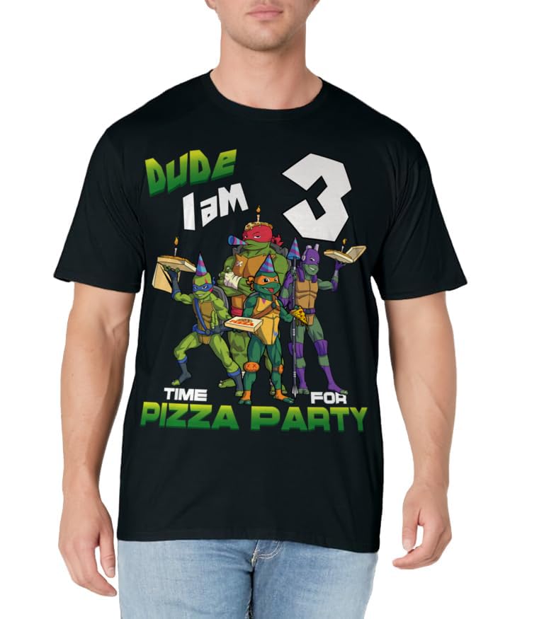 Mademark x Teenage Mutant Ninja Turtles - Dude I am 3 Years Old Turtles Pizza Birthday Party T-Shirt