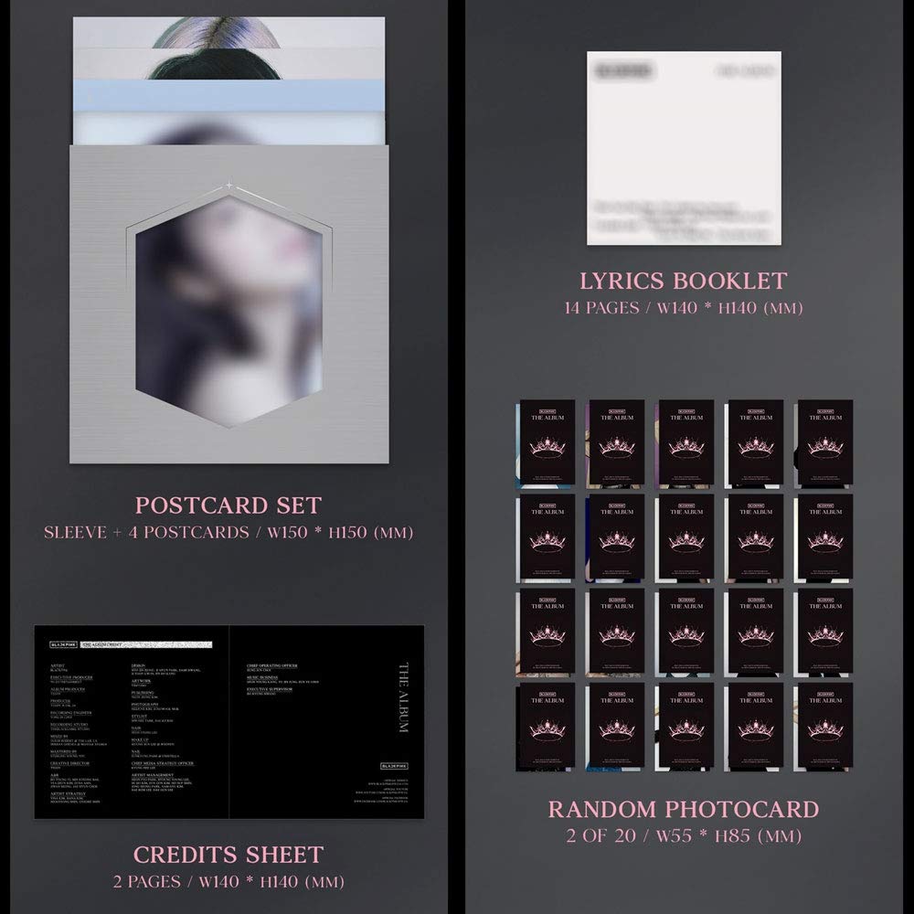 Blackpink 1st Full Album The Album Set (Version 1,2,3,4) (Incl. Blackpink Mobile Grip Holder, Blackpink Transparent Photocard Set)