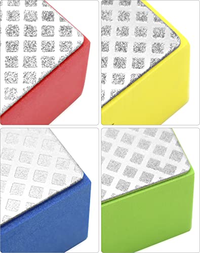 QWORK Diamond Hand Polishing Pads, 4 Pack Grid Sharp Sanding Block Kit, 60#,100#,200#,400# Diamond Hand Polishing Pads for Stone, Glass Granite Marble Concrete Stone Sanding and Polishing