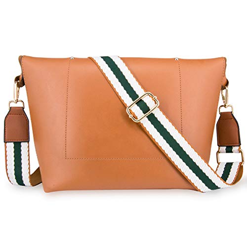 Wolven Adjustable Purse Strap Replacement Crossbody Shoulder Strap For Handbag Laptop Bag Etc (White Green Stripe)