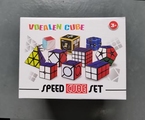 Vdealen Speed Cube Set, Magic Cube Pack of 2x2 3x3 4x4 2x2x3 Pyramid Skewb Dodecahedron Six Spot Infinite Ivy Puzzle Cube Bundle, Christmas Birthday Party Toy Gifts for Kids Teens Adults (10 Pack)