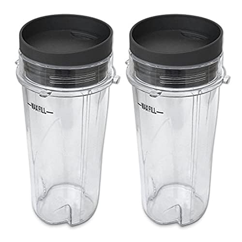 Replacement Parts Two Pack 16-Ounce (16 oz.)Single Serve Cup with lid Fit for Nutri Ninja Mega Kitchen SystemsBL770BL771BL772BL773COBL660BL740 and works with Ninja Ultima Blender BL810BL820BL830