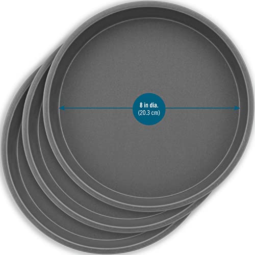 G & S Metal Products Baking with G&S 8-inch Nonstick Round Cake Pan, Set of 3, Gray