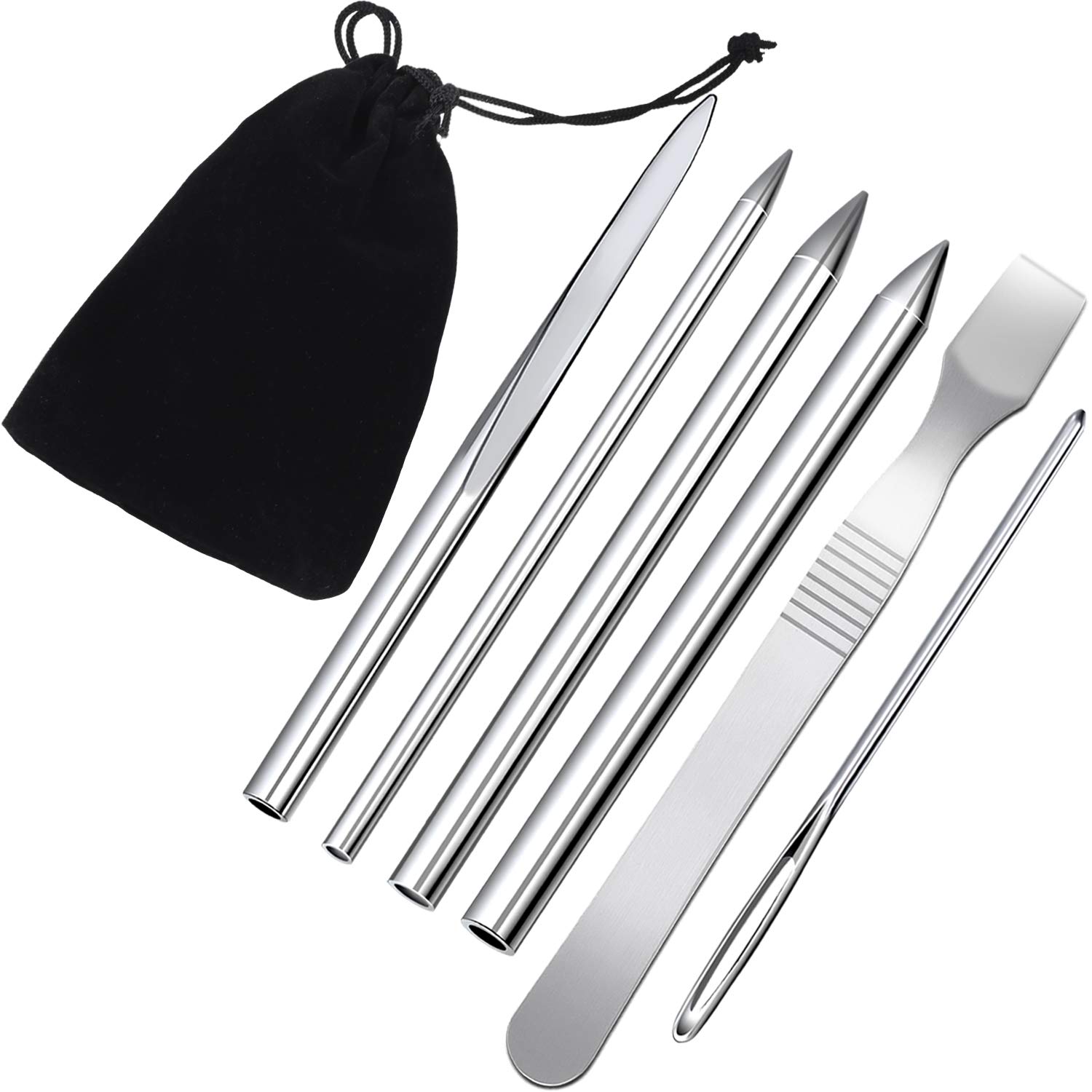 6 Pieces Paracord Stitching Set 6 Sizes Paracord FID Lacing Stitching Needles Paracord Smoothing Tool Lacing Leathercraft Needle for Paracord, Silvery