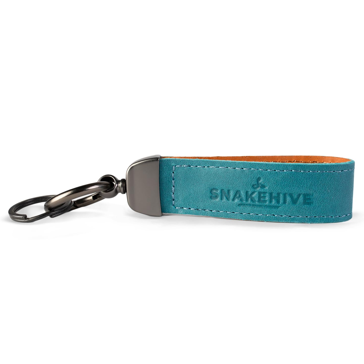 Snakehive Key Loop - Real Leather Keychain for Men and Women - Key Organizer for Home Car Keys - Key Chain Handmade in Europe Teal