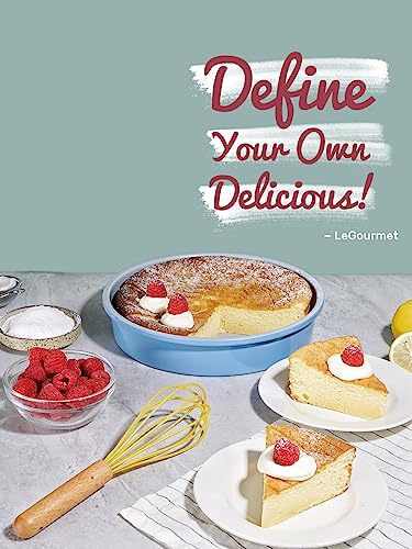 LeGourmet Nonstick Round Cake Pan 9 Inch, Ceramic Coating, Non-Toxic, Rust Resistant Aluminized Steel, Perfect Circle Baking Dish for Pie, Brownie, Tart - Cyan