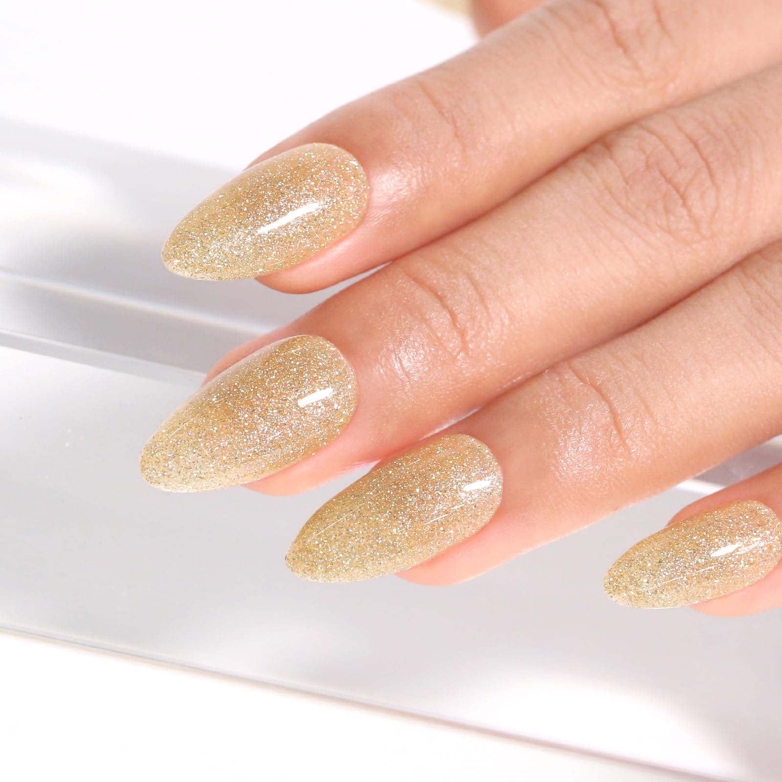 Imtiti Gel Nail Polish, Champagne Gold Reflective Glitter Gel Polish, Diamond Shimmer Gel Nail Polish Need, 0.5 fl oz