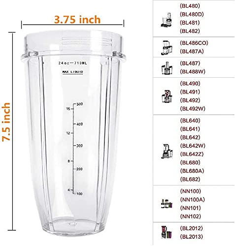 Nutri Ninja Blender Cup 24 oz with Sip & Seal Lid - For Blender BL450 BL454 Auto-iQ BL480 BL481 BL482 BL687 (2-Pack)