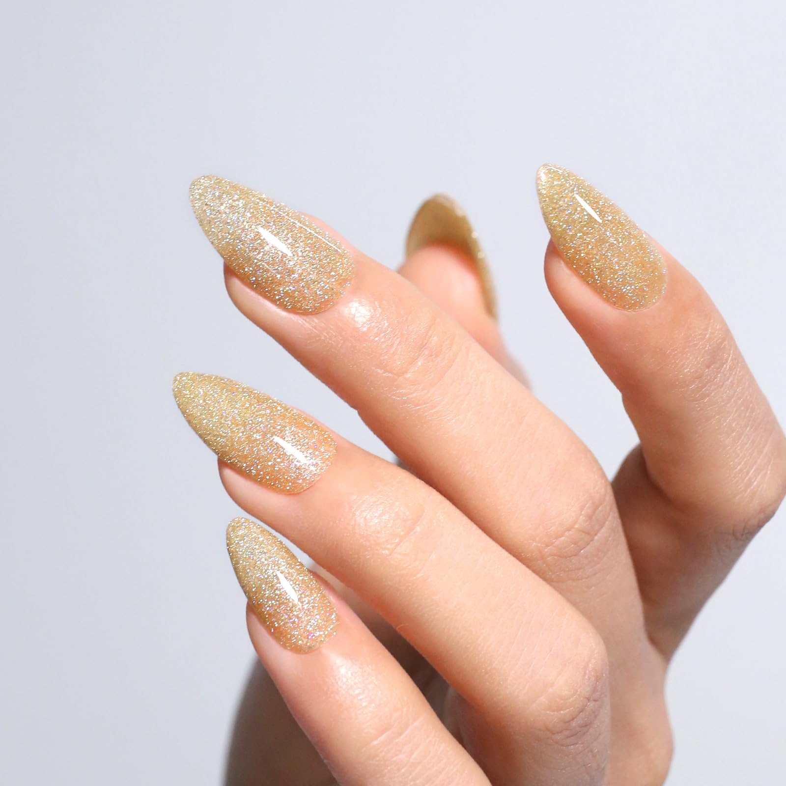 Imtiti Gel Nail Polish, Champagne Gold Reflective Glitter Gel Polish, Diamond Shimmer Gel Nail Polish Need, 0.5 fl oz