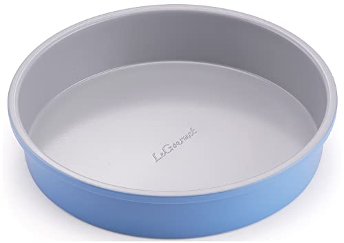 LeGourmet Nonstick Round Cake Pan 9 Inch, Ceramic Coating, Non-Toxic, Rust Resistant Aluminized Steel, Perfect Circle Baking Dish for Pie, Brownie, Tart - Cyan