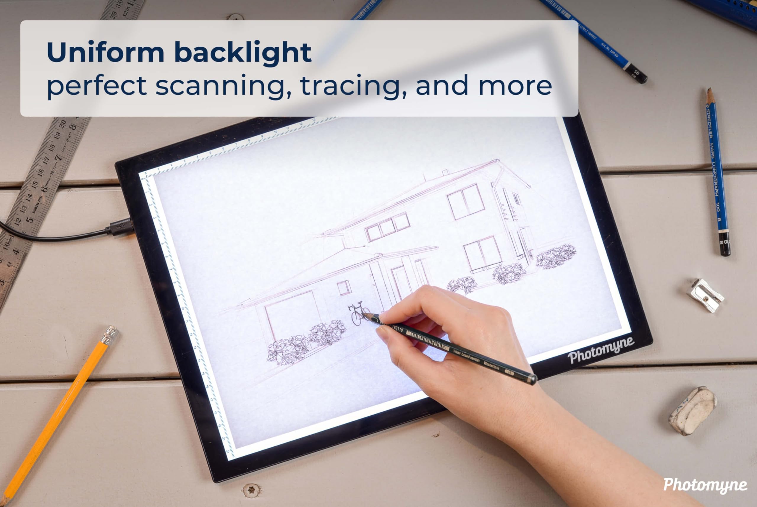Photomyne Light Pad Backlight | Slides & Negatives viewer | Film Negatives & Old Slides Scanning Lightbox | Hands-Free Ultra-Thin Ultimate Brightness (Includes USB Adapter) - Black