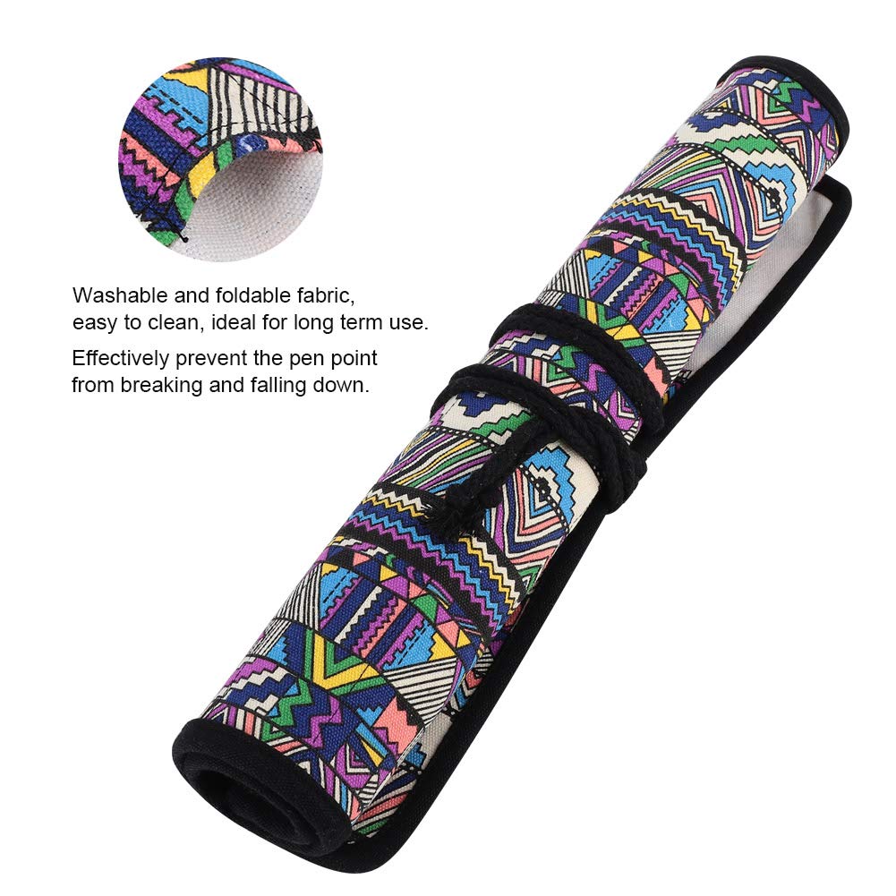 Hztyyier Artist Paint Brushes Holder Roll Up Pen Holder Protection Canvas Portable Long Handle Brush Pouch Bag 20 Slots