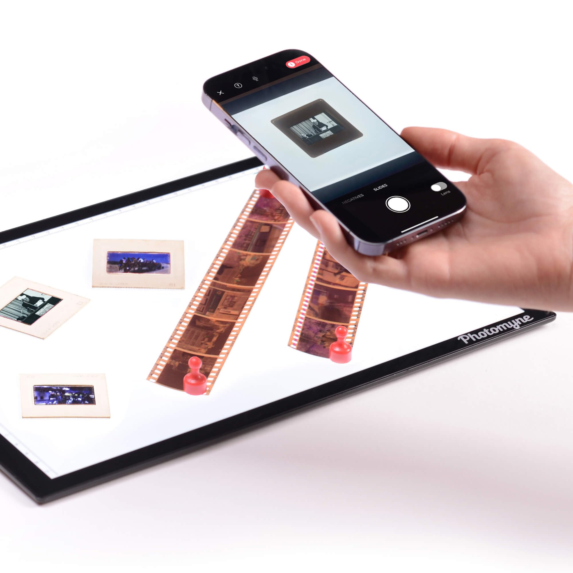 Photomyne Light Pad Backlight | Slides & Negatives viewer | Film Negatives & Old Slides Scanning Lightbox | Hands-Free Ultra-Thin Ultimate Brightness (Includes USB Adapter) - Black