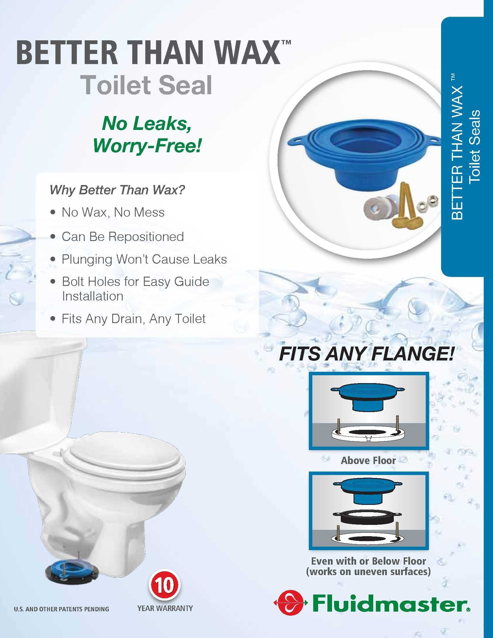 Fluidmaster 7530P8 Universal Better Than Wax Toilet Seal, Wax-Free Toilet Bowl Gasket Fits Any Drain