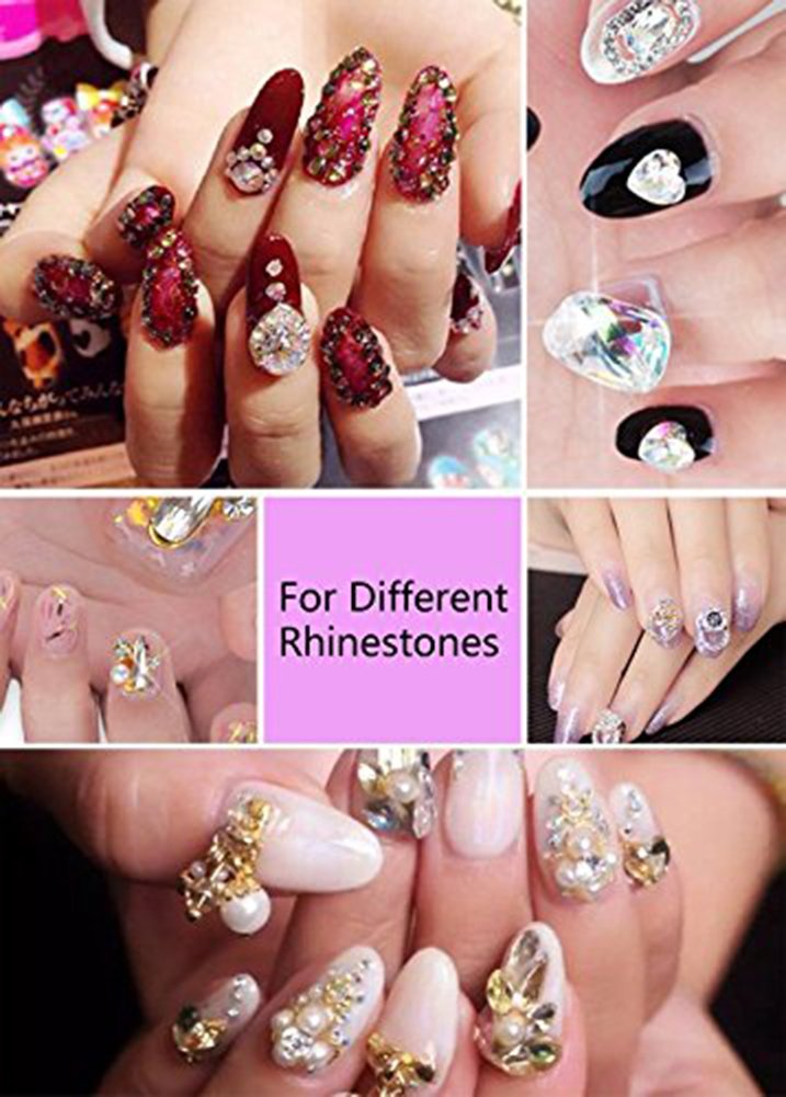 Minejin Nail Art Rhinestone Glue Gem Super Sticky Jewelry 8ml Gel Diamond Polish Decoration With Pen Tools UV Light Cured Needed 2Box