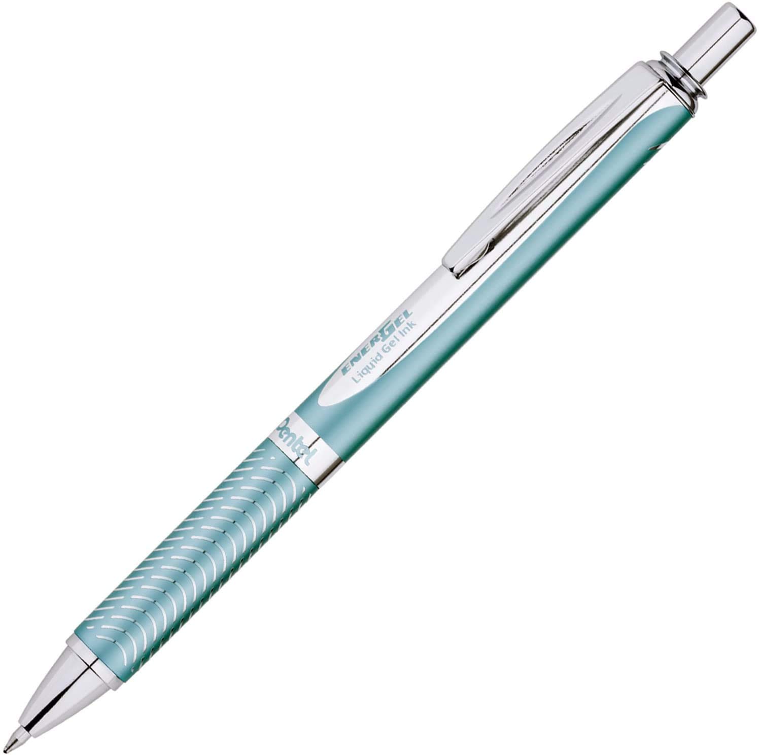 Pentel Energel Alloy Rt Retractable Liquid Black Ink Gel Pens, 3 Pack, 0.7mm Medium Metal Tip, Black, Silver, & Aquamarine Color Barrel, Professional Pentel Pens For Business Executive Women & Men.
