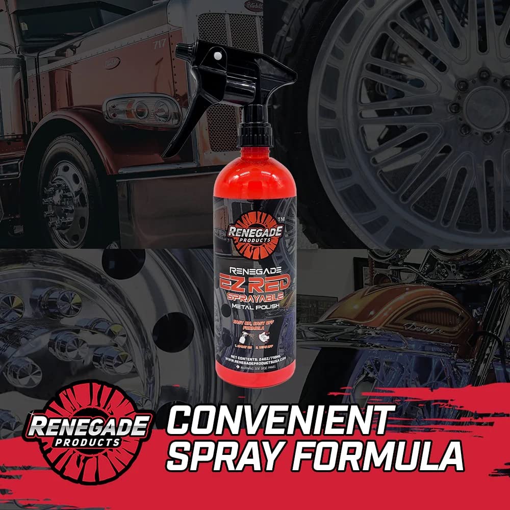 Renegade Products USA - EZ Red Sprayable Metal Polish & Cleaner, Chrome, Aluminum, Stainless Steel & More, 24oz