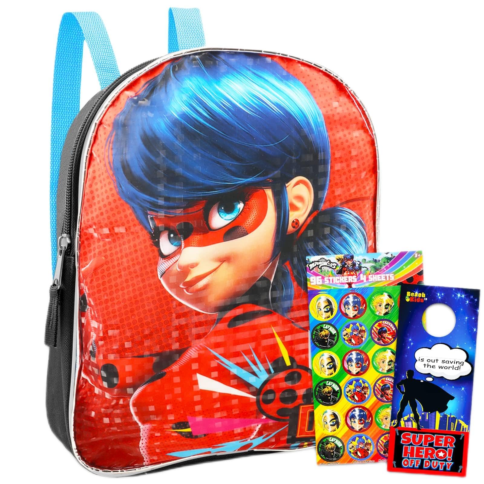 Zagtoon Miraculous Ladybug School Supplies Set for Girls - Bundle with 11'' Miraculous Ladybug Mini Backpack with Miraculous Ladybug Stickers & More (Miraculous Ladybug Travel Bag)