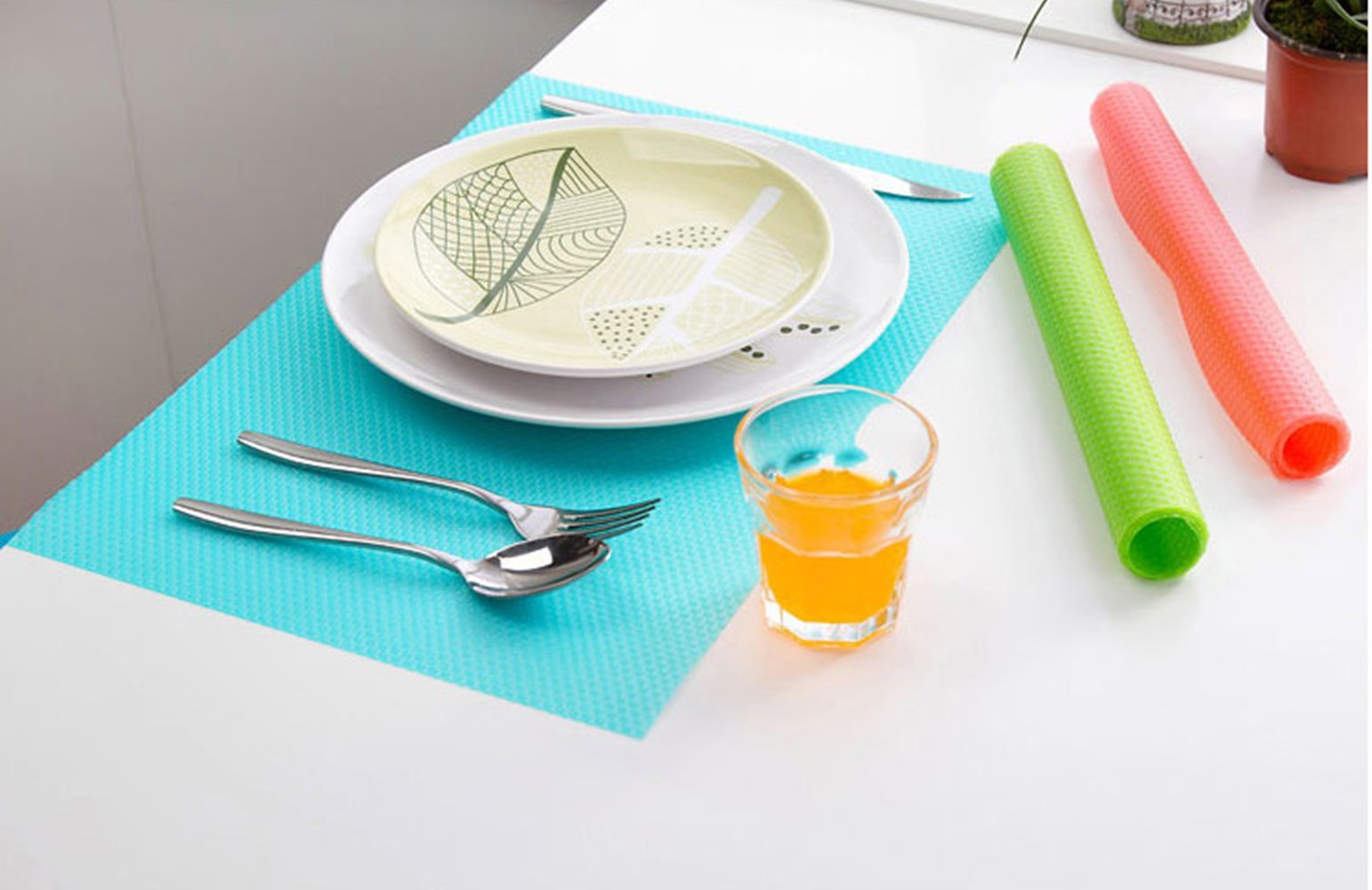 Cafurty 4 Pcs Refrigerator Mats, Fridge Mats Can Be Cut Refrigerator Pads Fridge Pads Vegetable Fruits Fresh Pad Drawer Table Placemats Cabinet Protective Pads Shelves Drawer Mats - Blue