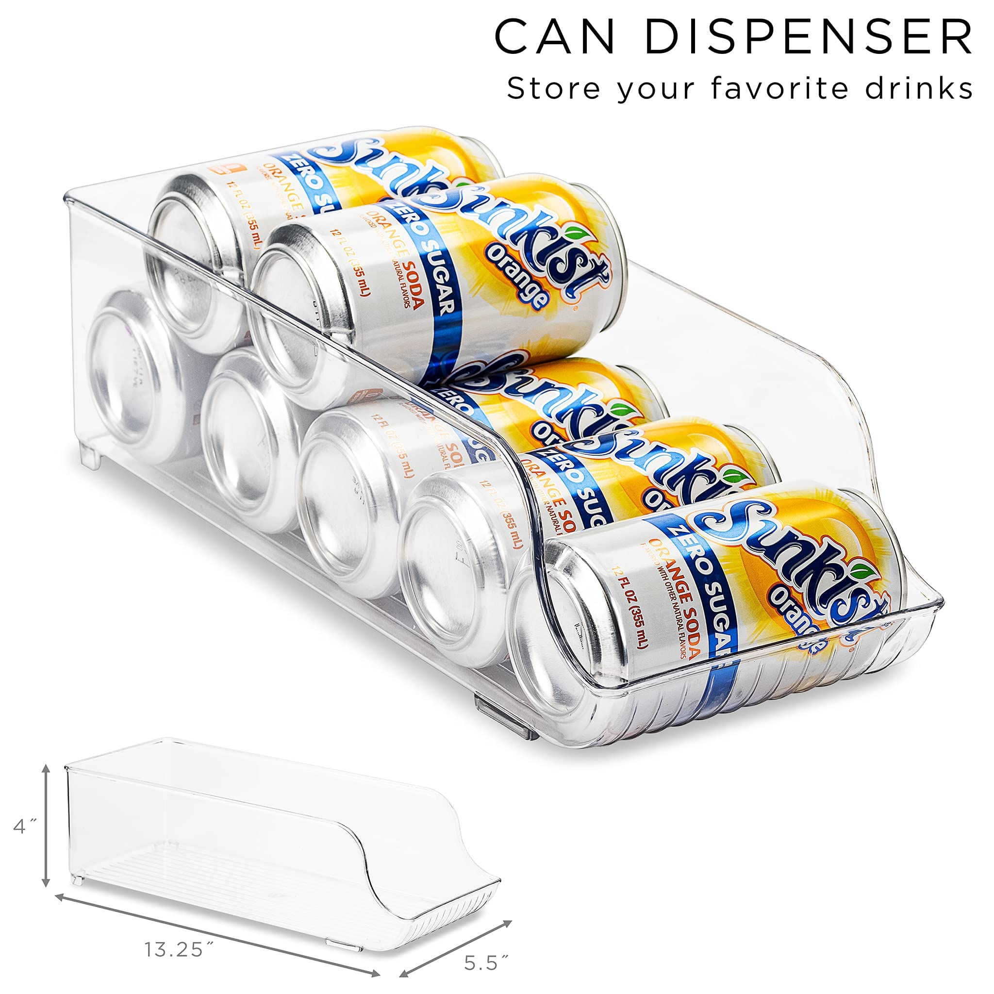 Sorbus Clear Fridge Organizer Bins - Refrigerator Organizer Bins for Home Essentials, Food, Toiletries, Makeup, Cleaning Supplies, Laundry Room, Pantry and Kitchen Organization and Storage (6 Pack)