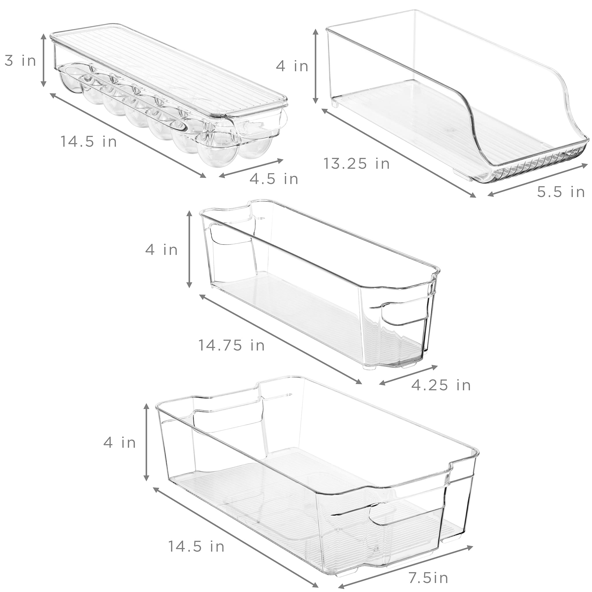 Sorbus Clear Fridge Organizer Bins - Refrigerator Organizer Bins for Home Essentials, Food, Toiletries, Makeup, Cleaning Supplies, Laundry Room, Pantry and Kitchen Organization and Storage (6 Pack)
