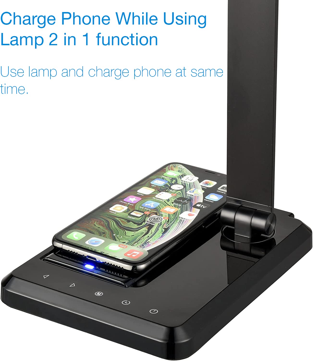 Fugetek LED Desk Office Lamp with Wireless Charger & USB Charging Port, Touch Control, 5 Lighting Modes, 30/60 Min Auto Timer, Eye-Caring, Dimmer, Black
