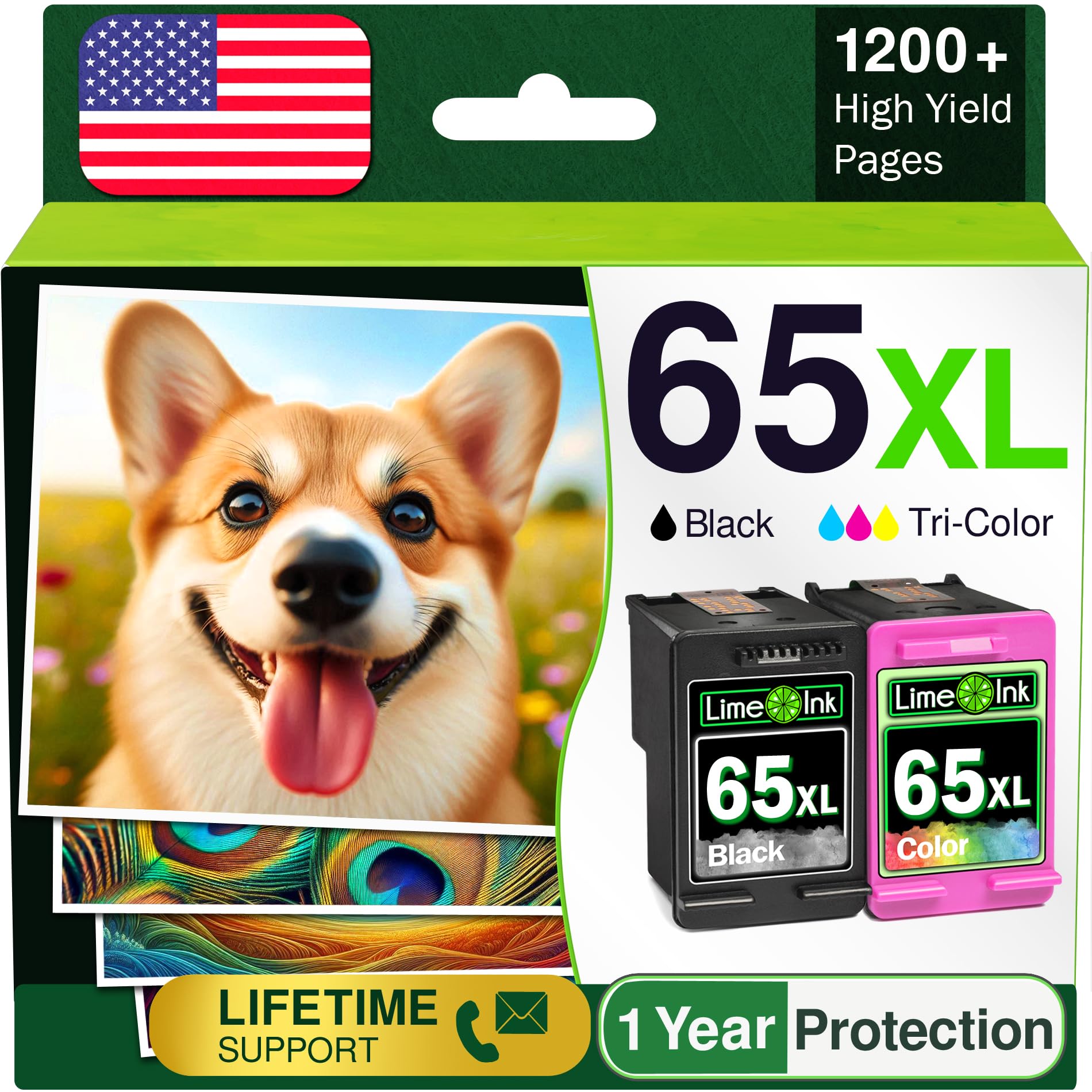 Limeink Remanufactured Ink Cartridges Replacement for HP Ink 65 65XL for HP 65 Ink Cartridges Black Color Combo Pack for HP65 XL Ink Cartridges 65xl Ink Cartridge for HP Printers Deskjet 3755 3700