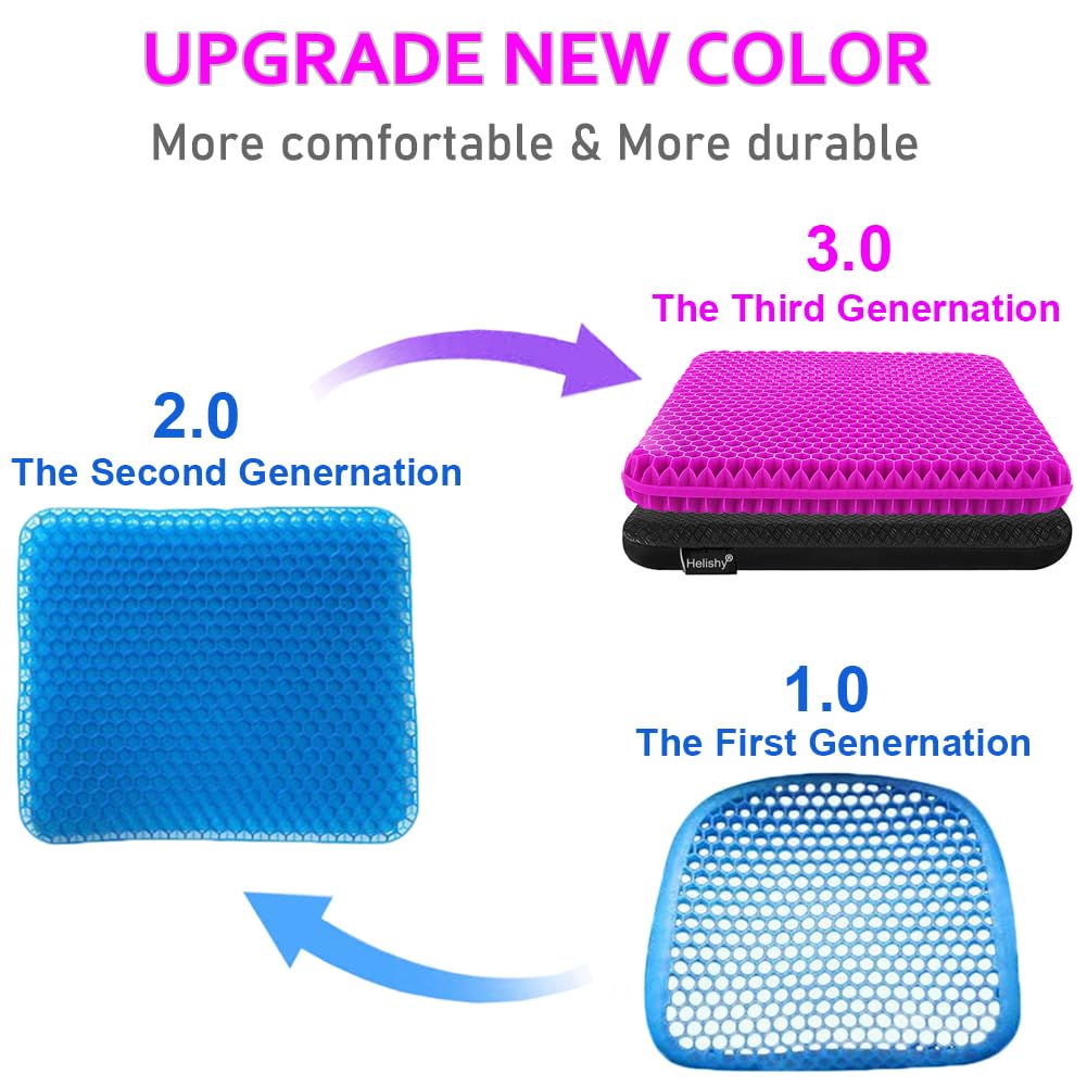Gel Seat Cushion, Double Thick Egg Gel Cushion for Pressure Pain Relief, Breathable Wheelchair Cushion Chair Pads for Car Seat Office Chair (Voilet)