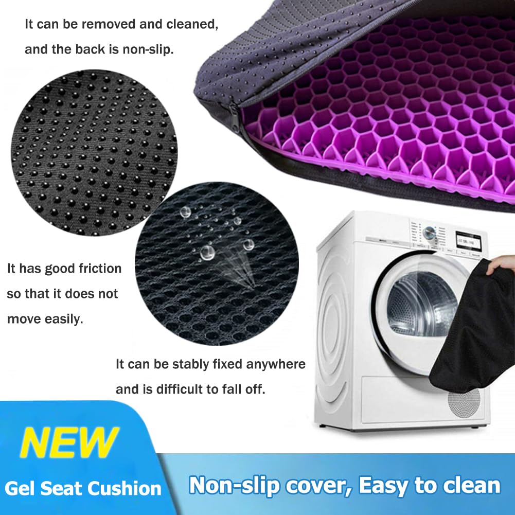 Gel Seat Cushion, Double Thick Egg Gel Cushion for Pressure Pain Relief, Breathable Wheelchair Cushion Chair Pads for Car Seat Office Chair (Voilet)