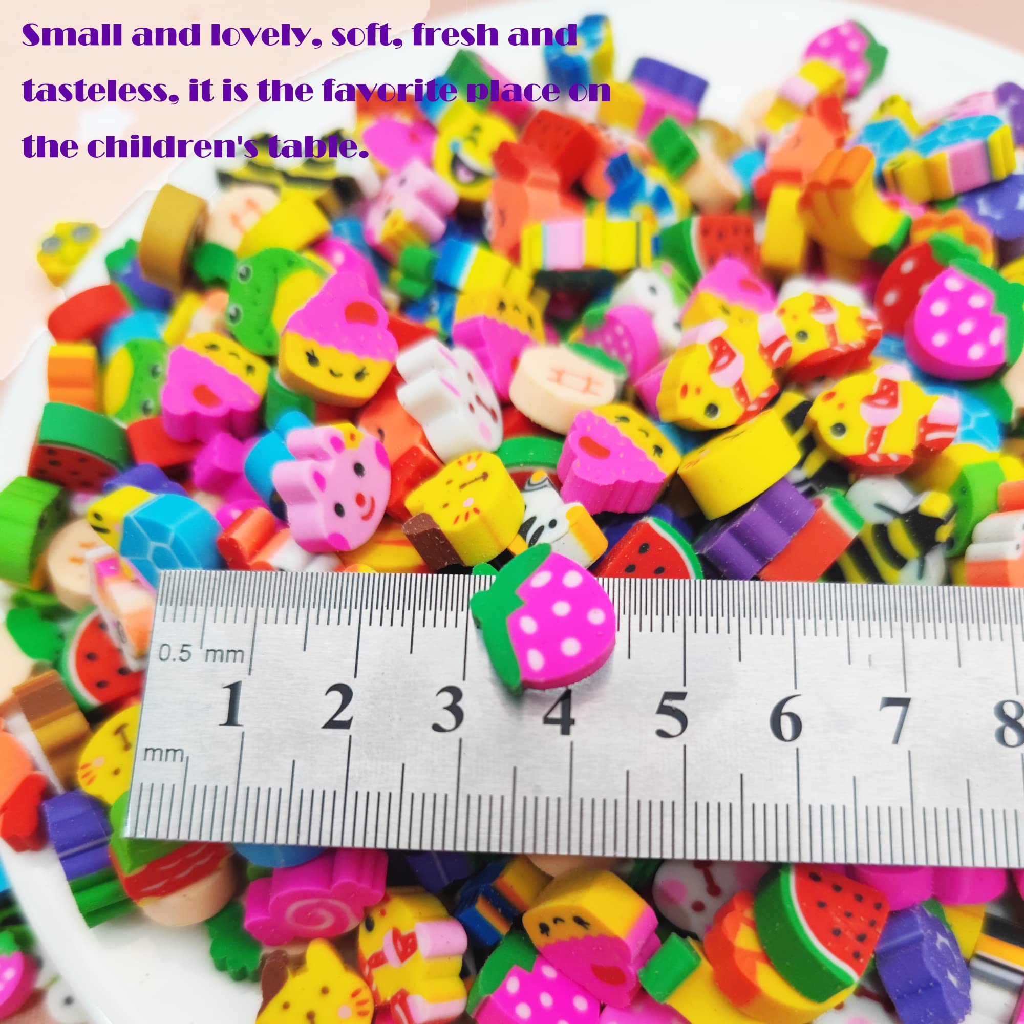 300PCS Assorted Mini Novelty Pencil Erasers for Kids,Fun Cute Bulk Fruit Animals Collection Erasers for Classroom Student Prize Homework Awards Party Gifts School Supplies