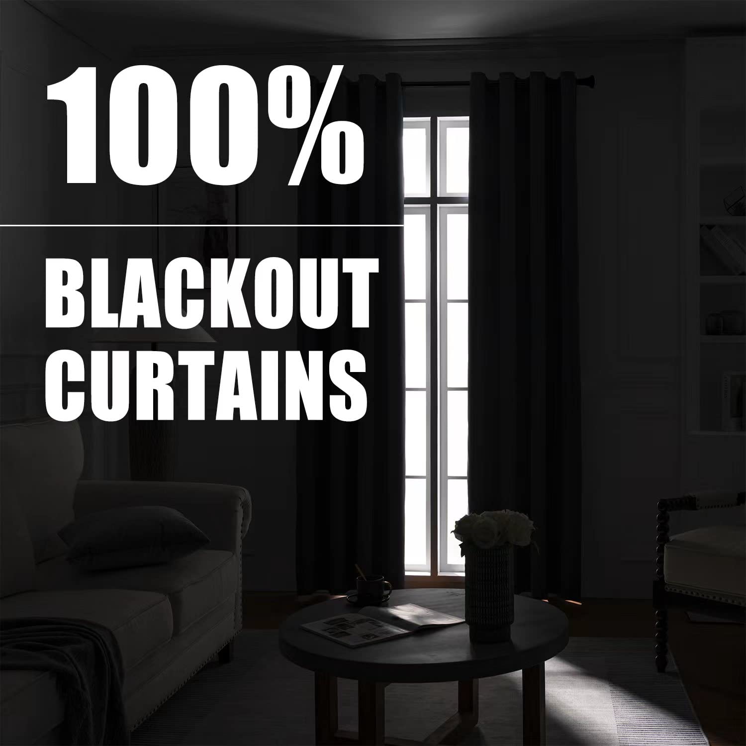 Rutterllow 100% Blackout Curtains 2 Panels, Full Shade 84 Inches Long Complete Drapes for Living Room, Dark Grey Thermal Insulated Bedroom Window Treatment Drapes (Gray, 52 x 84 inch)