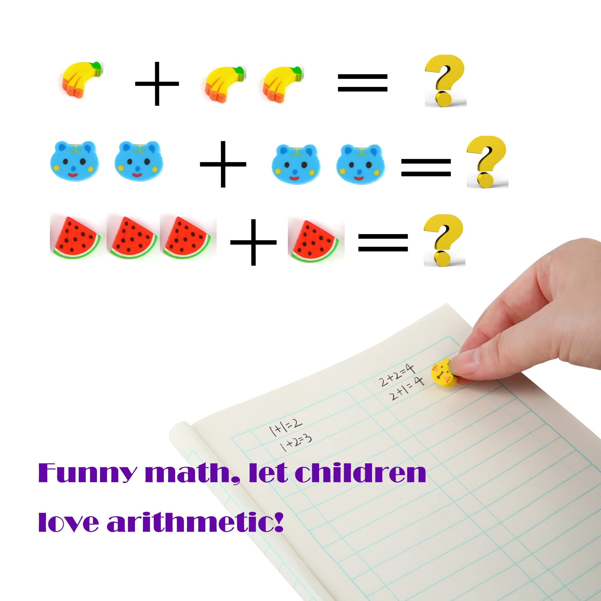 300PCS Assorted Mini Novelty Pencil Erasers for Kids,Fun Cute Bulk Fruit Animals Collection Erasers for Classroom Student Prize Homework Awards Party Gifts School Supplies