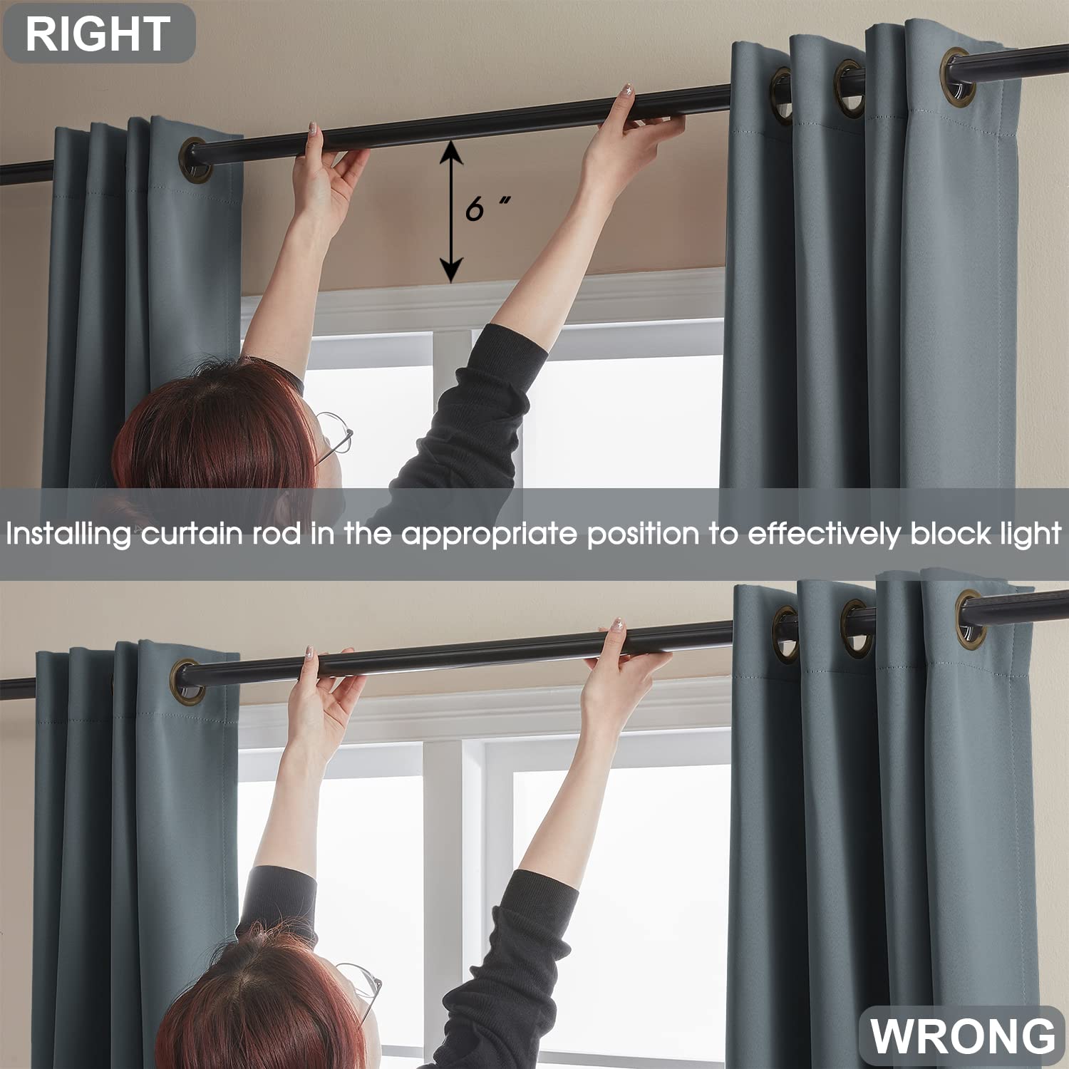 Rutterllow 100% Blackout Curtains 2 Panels, Full Shade 84 Inches Long Complete Drapes for Living Room, Dark Grey Thermal Insulated Bedroom Window Treatment Drapes (Gray, 52 x 84 inch)