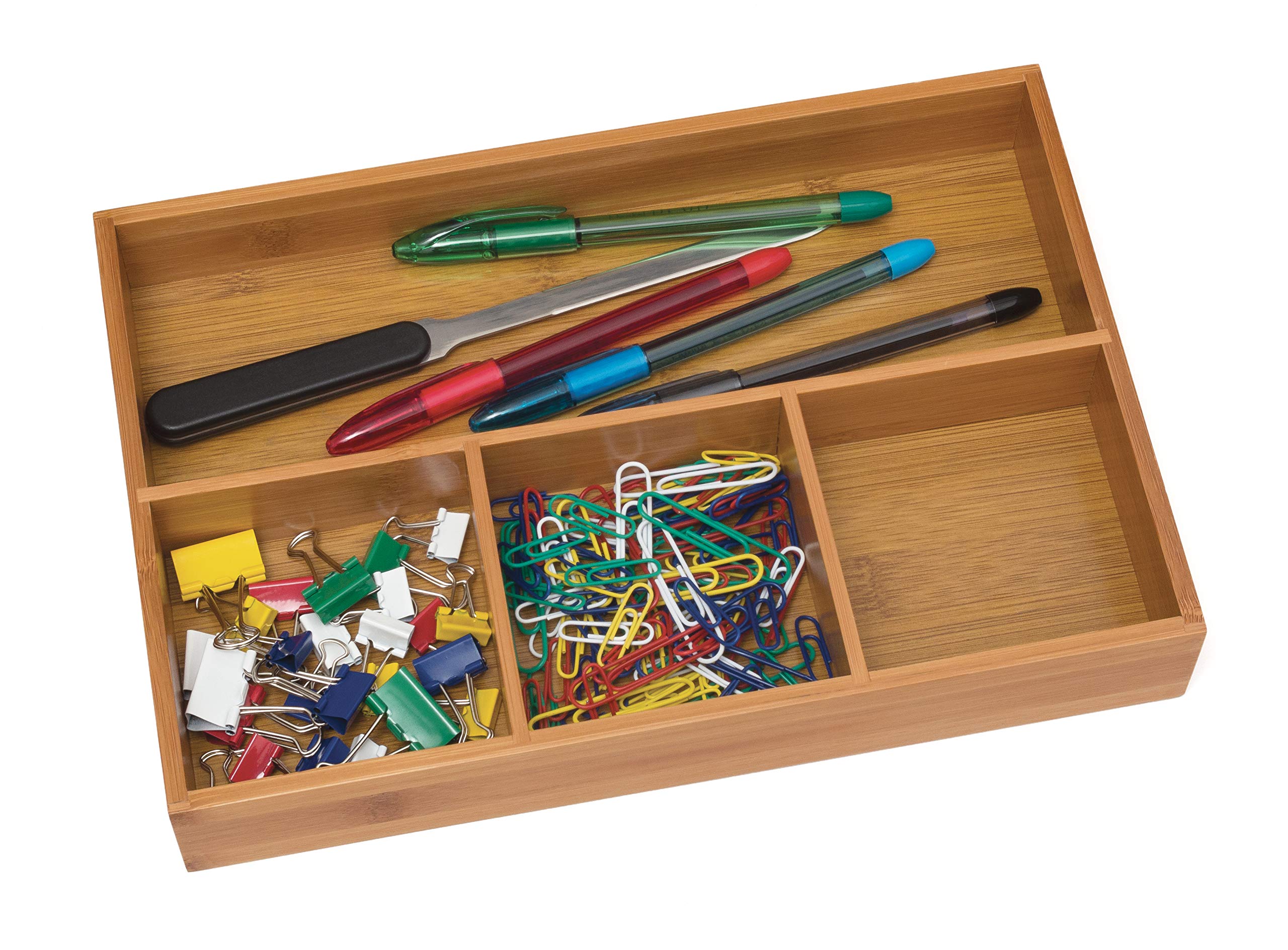 Lipper International 824 Bamboo Wood 4-Compartment Organizer Tray, 11 5/8" x 7 7/8" x 1 3/4"