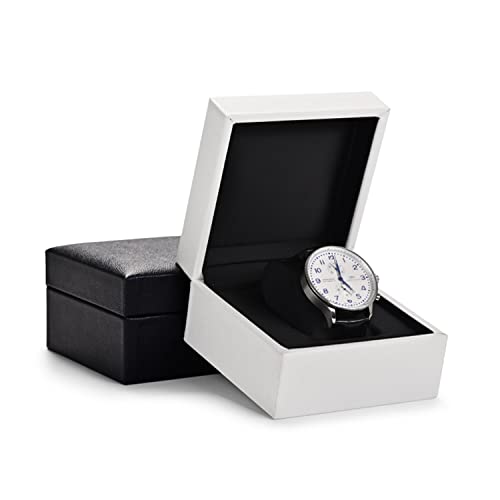 Woodten PU Leather Watch Gift Box Premium Single Wristwatch Storage Case with Removable Pillow(White)