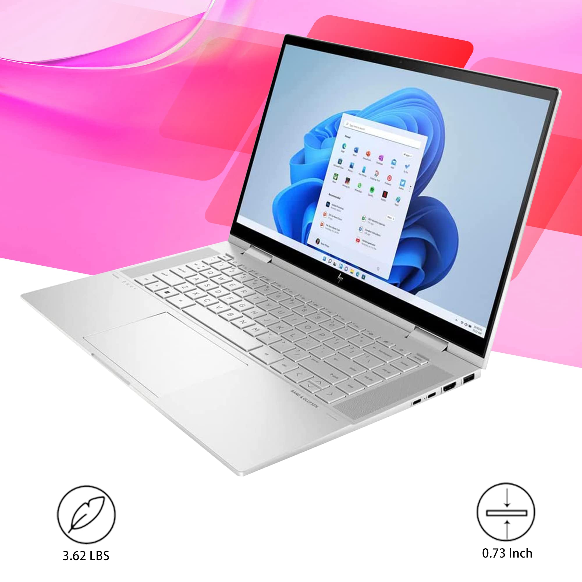 2022 HP Envy X360 2-in-1 15.6" FHD Touchscreen Laptop Computer, Intel Core i7-1165G7, 16GB RAM, 512GB PCIe SSD, Backlit Keyboard, Iris Xe Graphics, B&O Audio, Windows11, Silver, (Renewed)