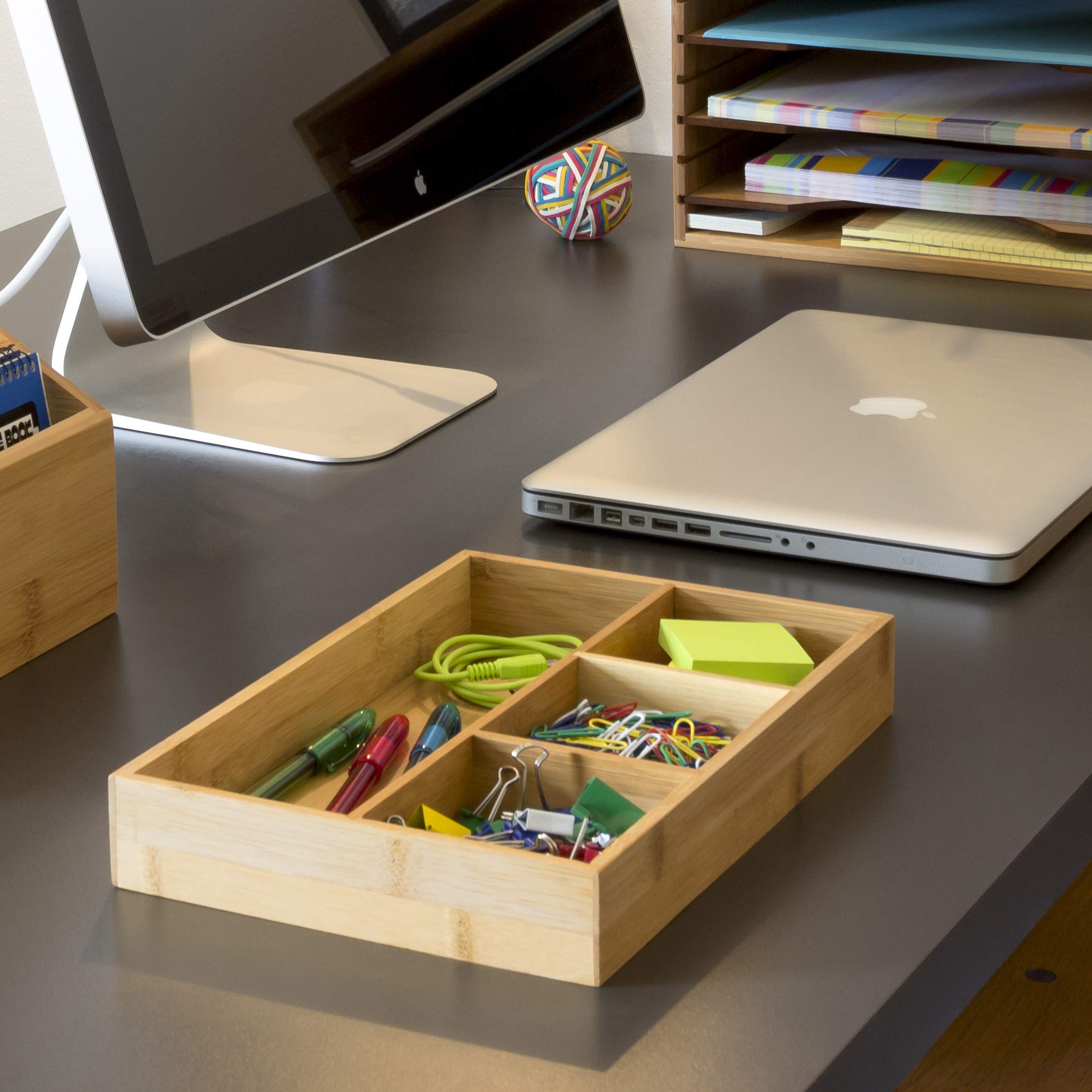 Lipper International 824 Bamboo Wood 4-Compartment Organizer Tray, 11 5/8" x 7 7/8" x 1 3/4"
