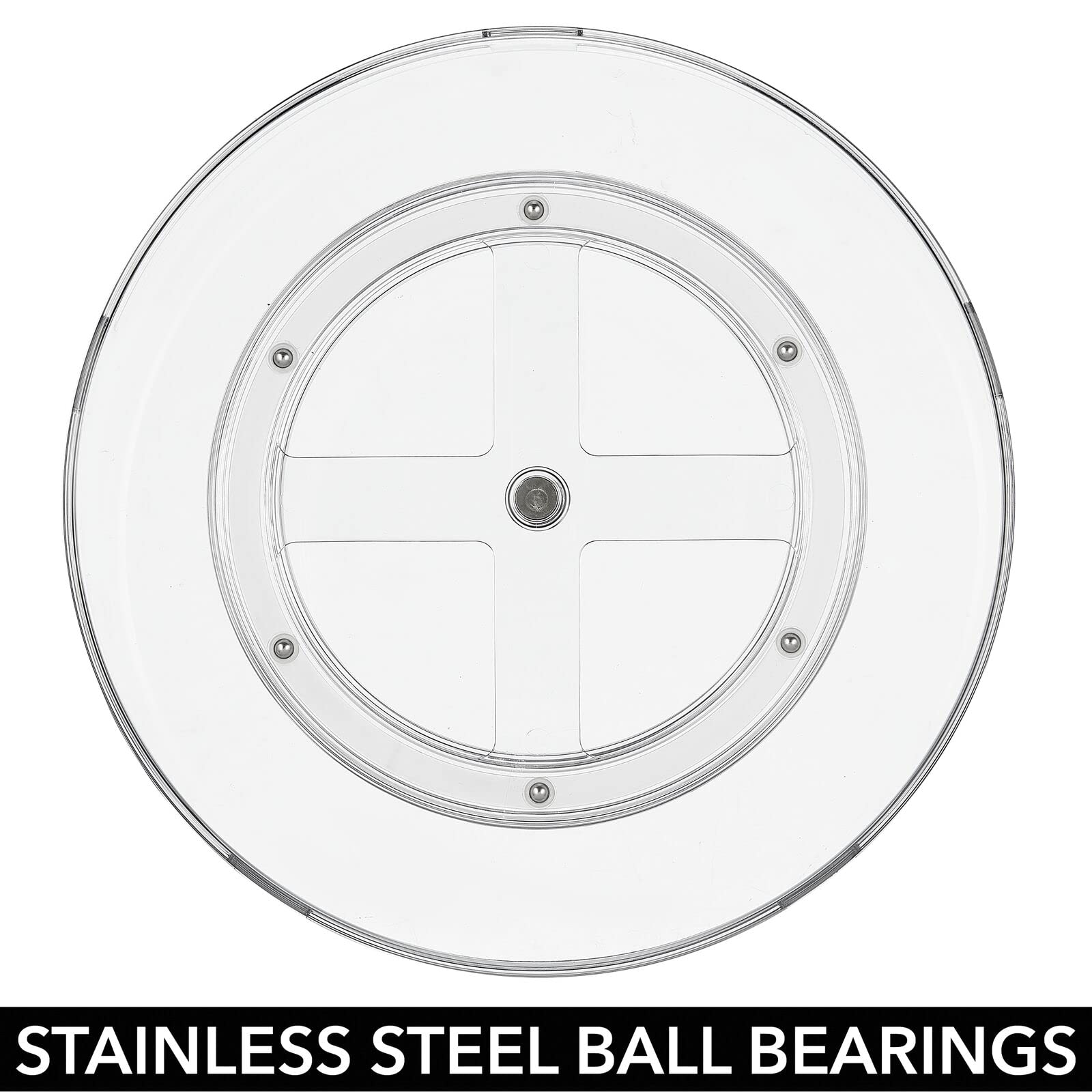 mDesign Lazy Susan Turntable Plastic Open Vented Spinner for Kitchen/Bathroom, Pantry, Fridge, Cupboards, Counter Organizing, Fully Rotating Organizer for Food, 11.5" Round - 2 Pack, Clear
