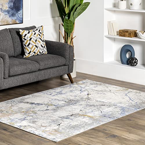 nuLOOM Luca Abstract Splatter Machine Washable Area Rug, 7' 10" x 10', Beige