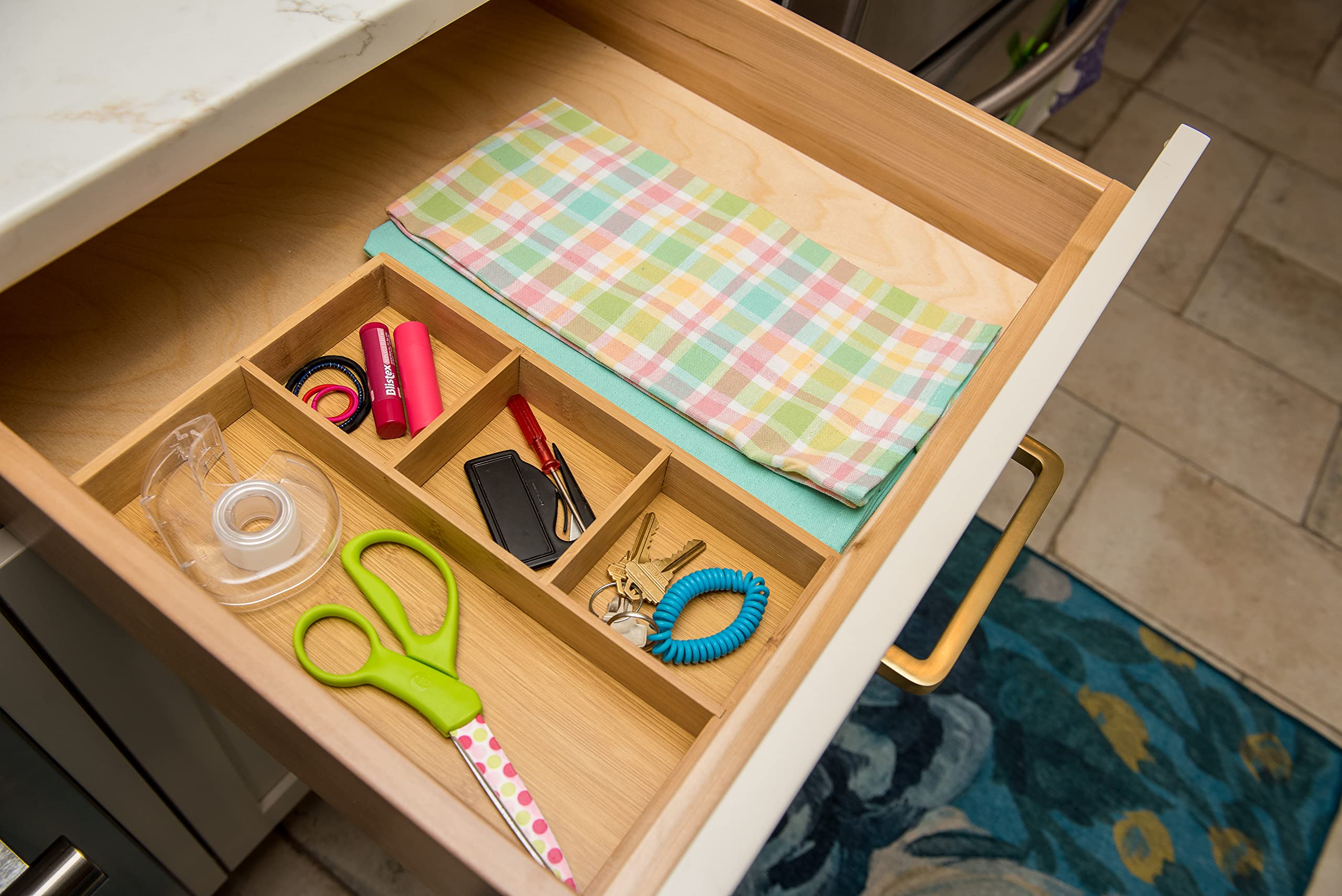 Lipper International 824 Bamboo Wood 4-Compartment Organizer Tray, 11 5/8" x 7 7/8" x 1 3/4"
