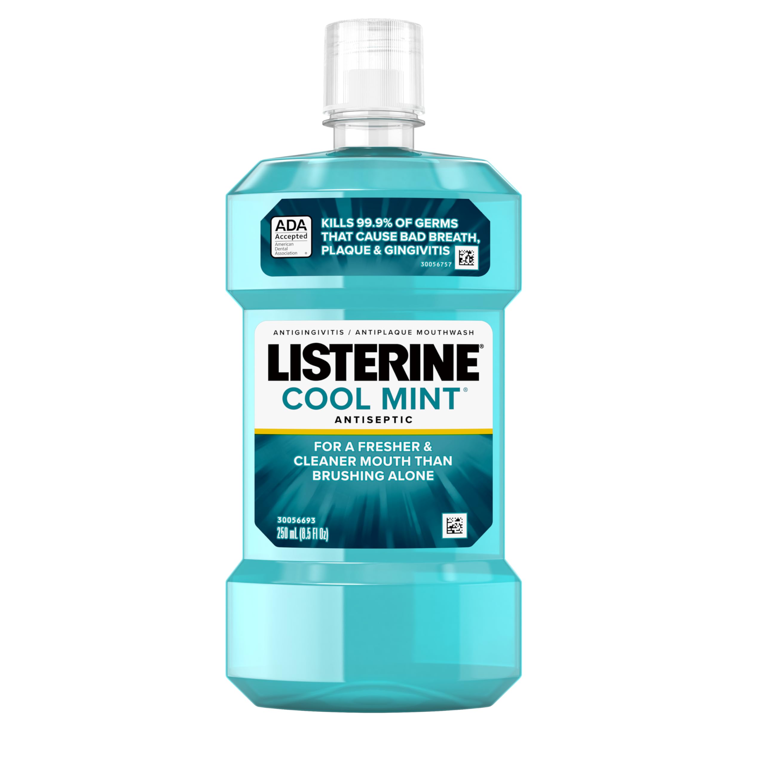 Listerine Cool Mint Antiseptic Oral Care Mouthwash to Kill 99% of Germs That Cause Bad Breath, Plaque and Gingivitis, ADA-Accepted, 8.5 Fl Oz